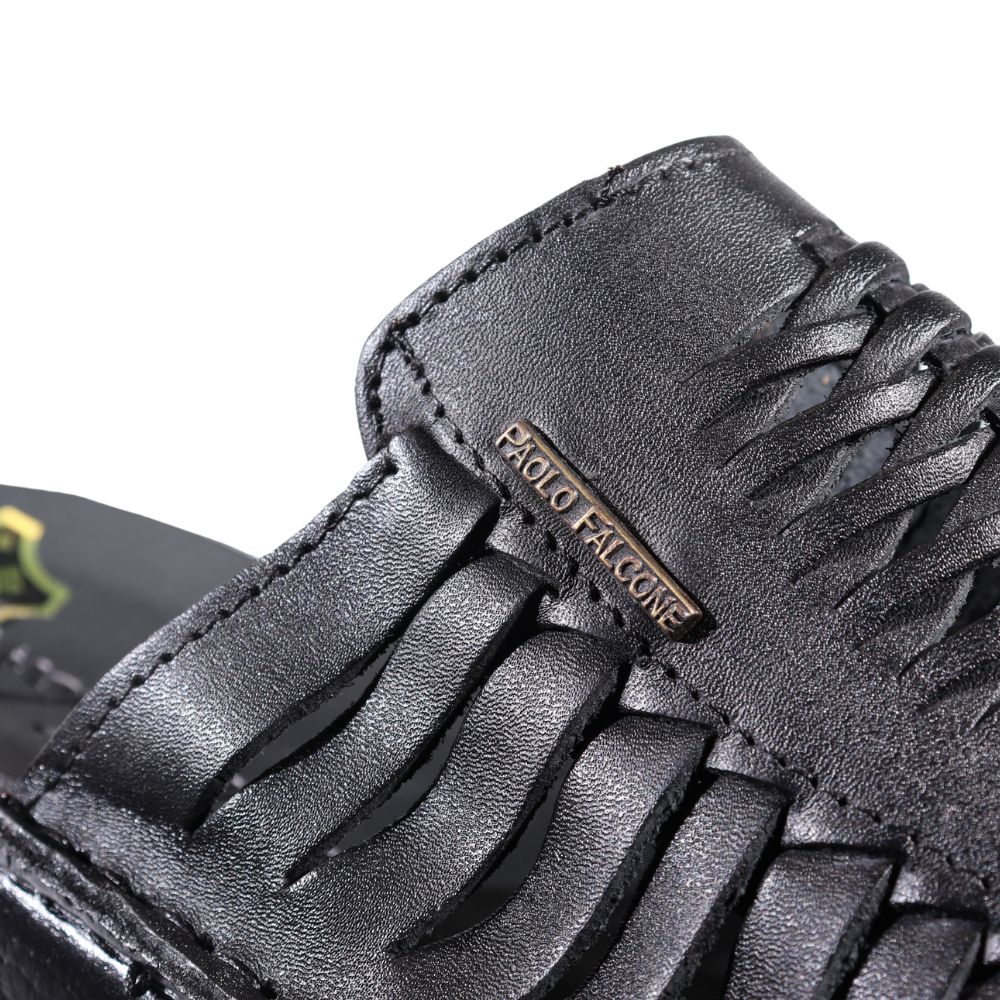 Men's Leather Paolo Falcone Tango Sandal in Black – Omar's Tailors ...