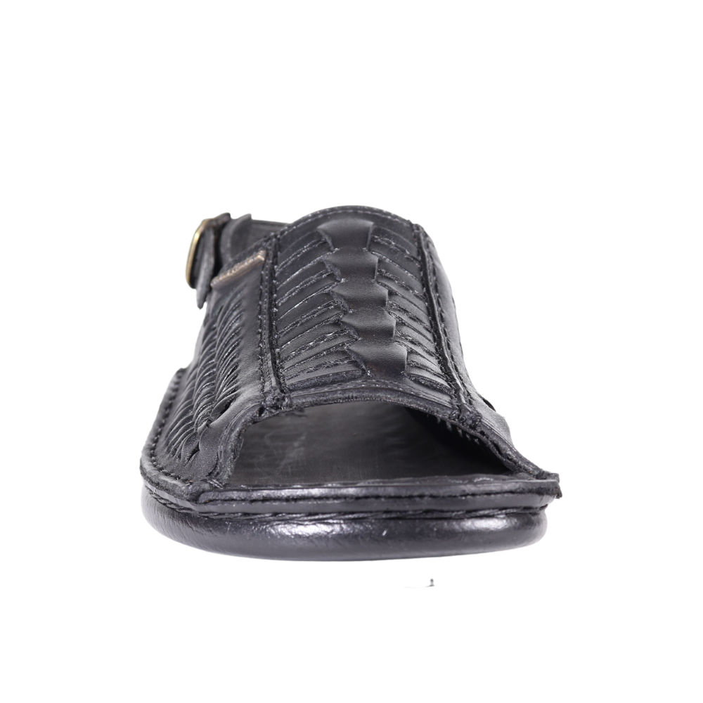 Men's Leather Paolo Falcone Tango Sandal with Heel Strap in Black ...