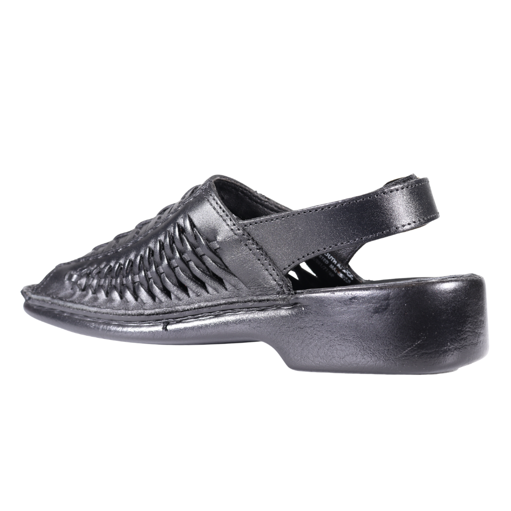 Men's Leather Paolo Falcone Tango Sandal with Heel Strap in Black ...