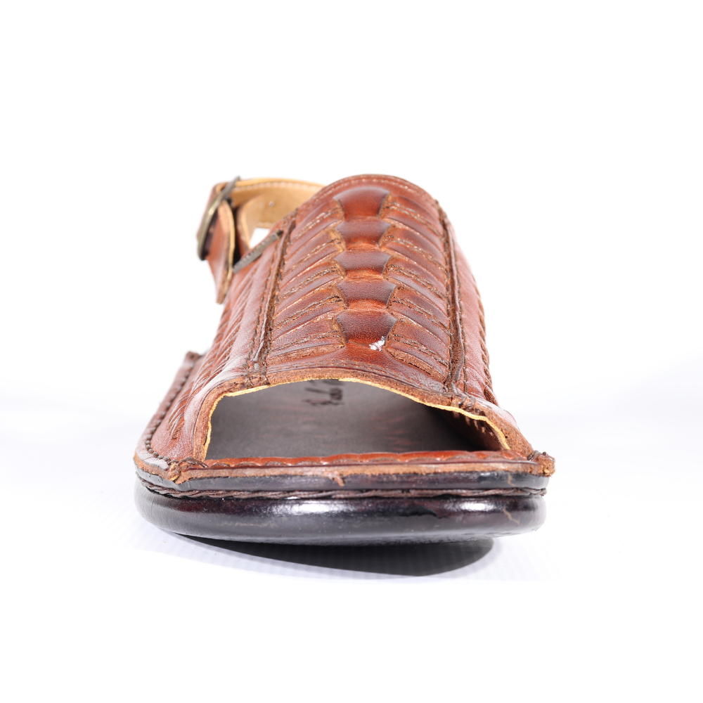 Men's Leather Paolo Falcone Tango Sandal with Heel Strap in Tan – Omar ...