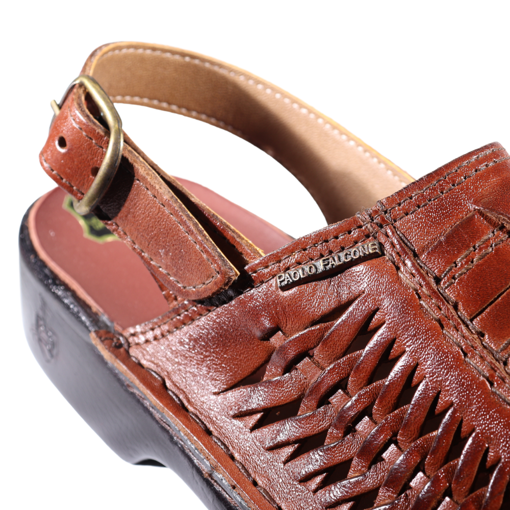 Men's Leather Paolo Falcone Tango Sandal with Heel Strap in Tan – Omar ...